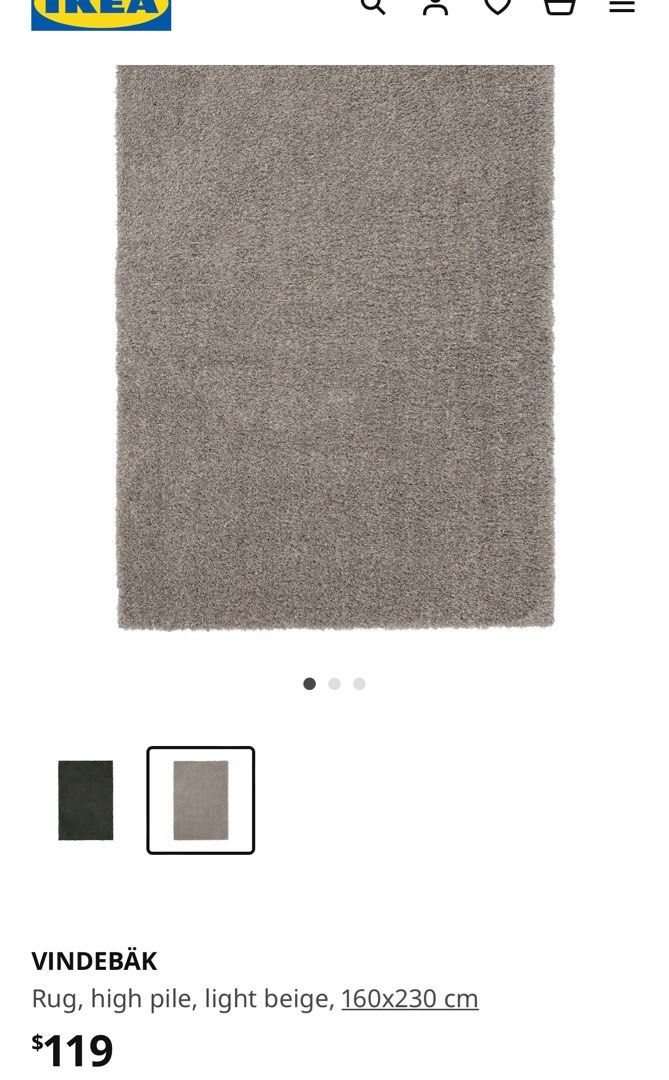 VINDEBÄK Rug, high pile, light beige, 160x230 cm original $119 ...