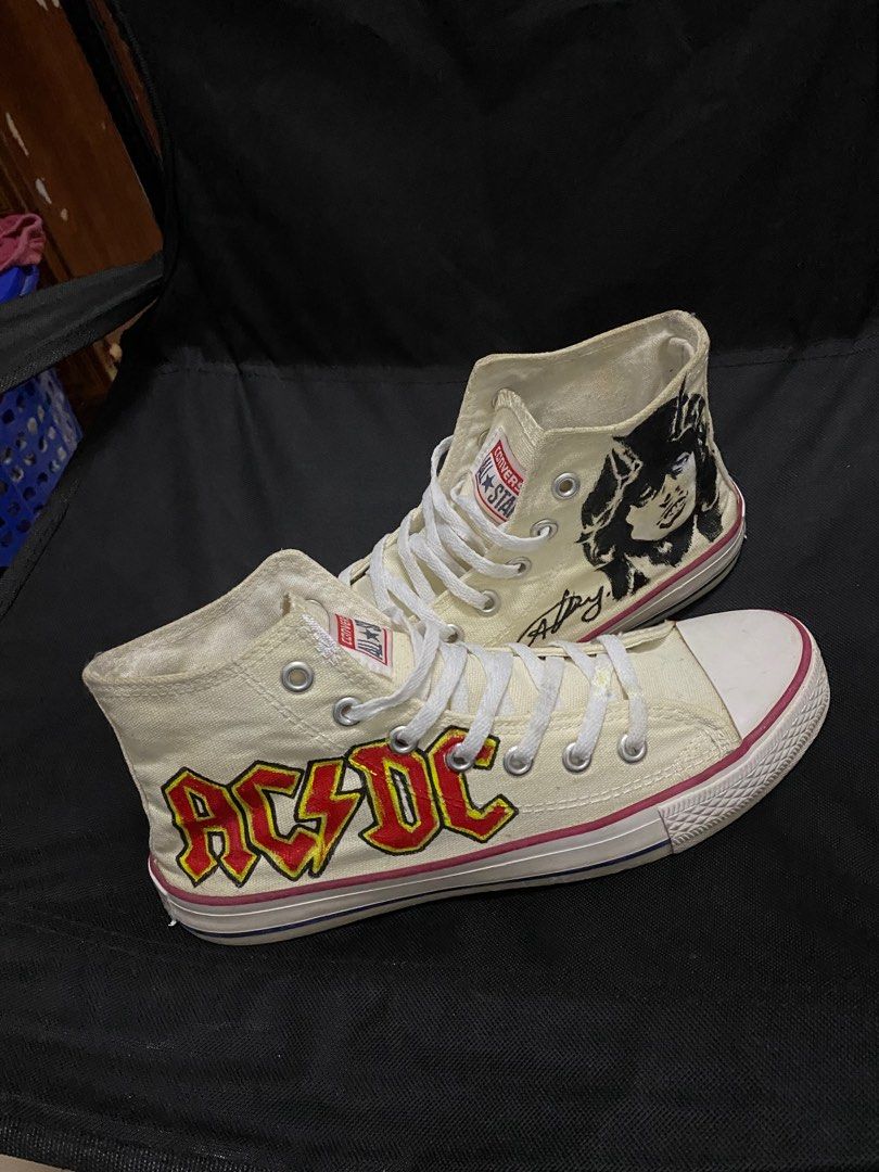 CUSTOM ACDC CONVERSE, Men's Fashion, Footwear, Sneakers on Carousell