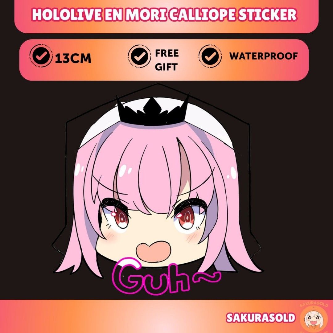 Hololive Mori Calliope Waterproof Sticker, Hobbies & Toys, Collectibles ...