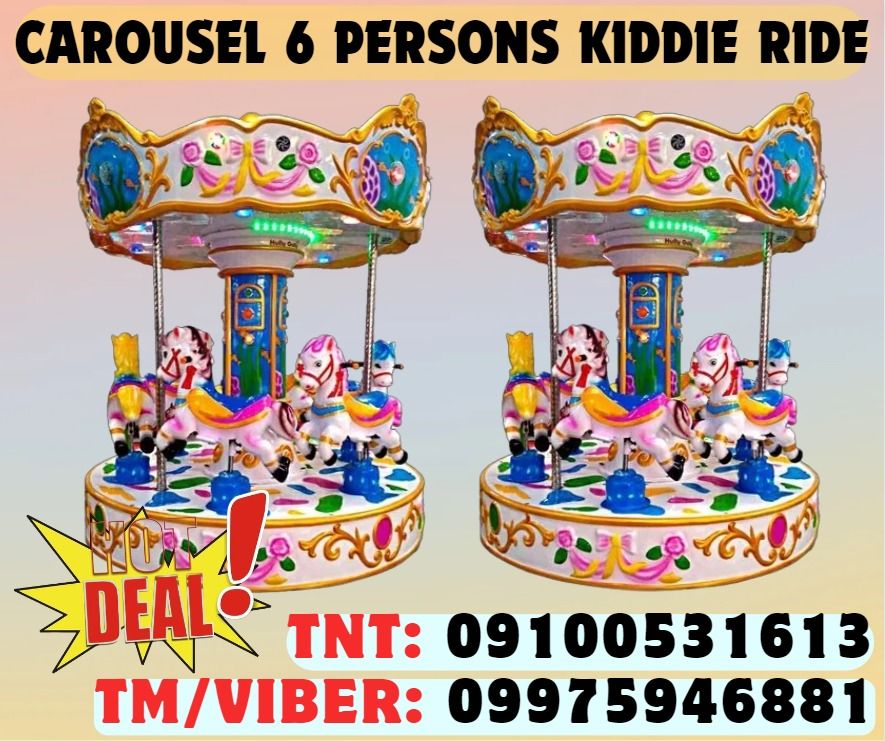 Indoor Coin Operated Carousel 6 Persons Kiddie Ride, Commercial ...