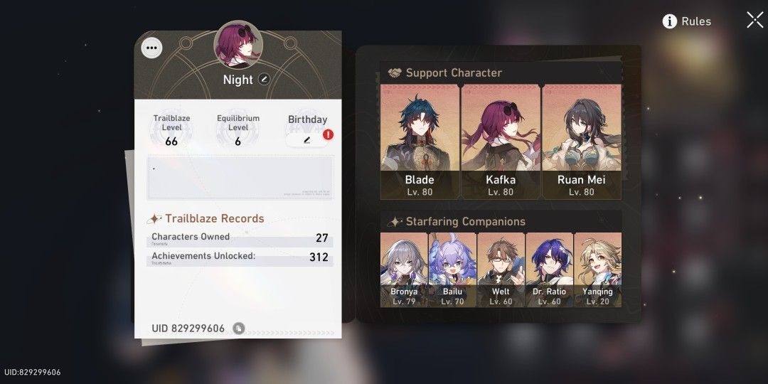 Kafka + LC, Blade + LC, Ruan Mei, Bronya, Dr.Ratio, Welt, Yanqing ...