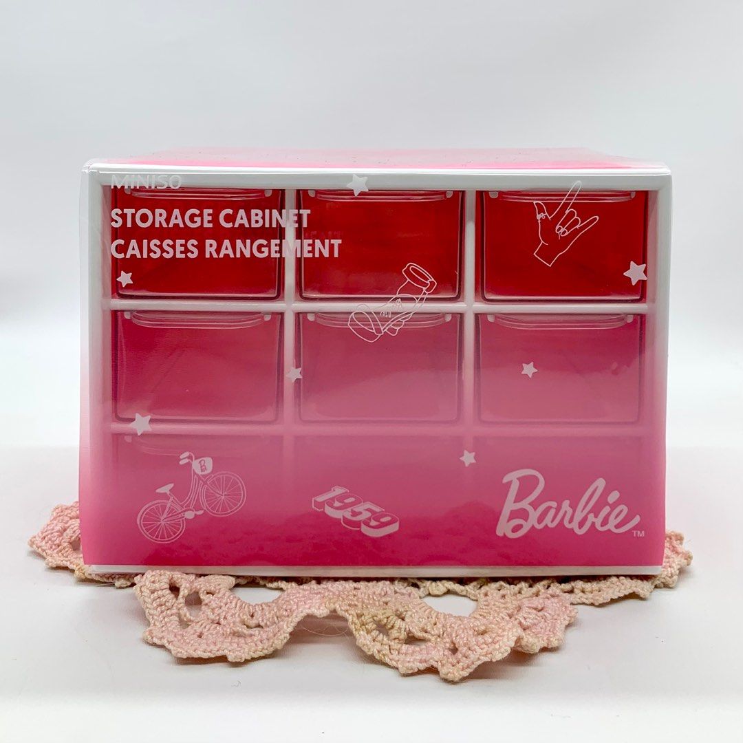 Miniso x Barbie Storage Cabinet, Buku & Alat Tulis, Alat Tulis di Carousell