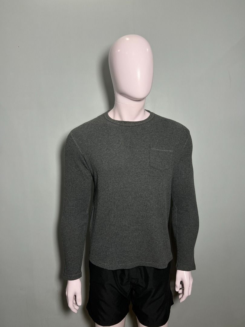 TF-27 MEN'S | GU BY UNIQLO WAFFLE KNIT CREWNECK LONG SLEEVE, Men's ...