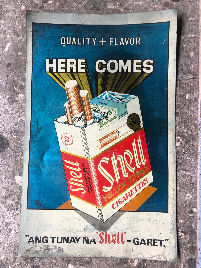 Vintage Filipiniana Shell Cigarettes Cigarette Tobacco Tin Sign ...