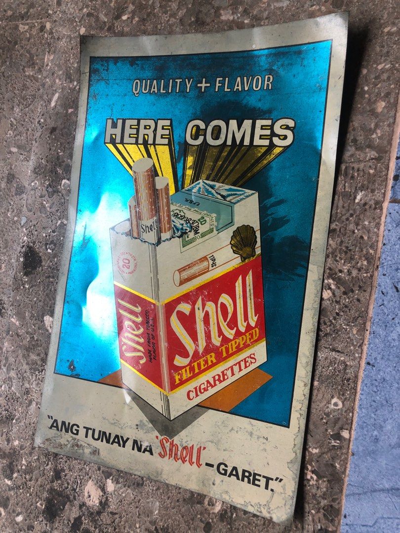 Vintage Filipiniana Shell Cigarettes Cigarette Tobacco Tin Sign ...