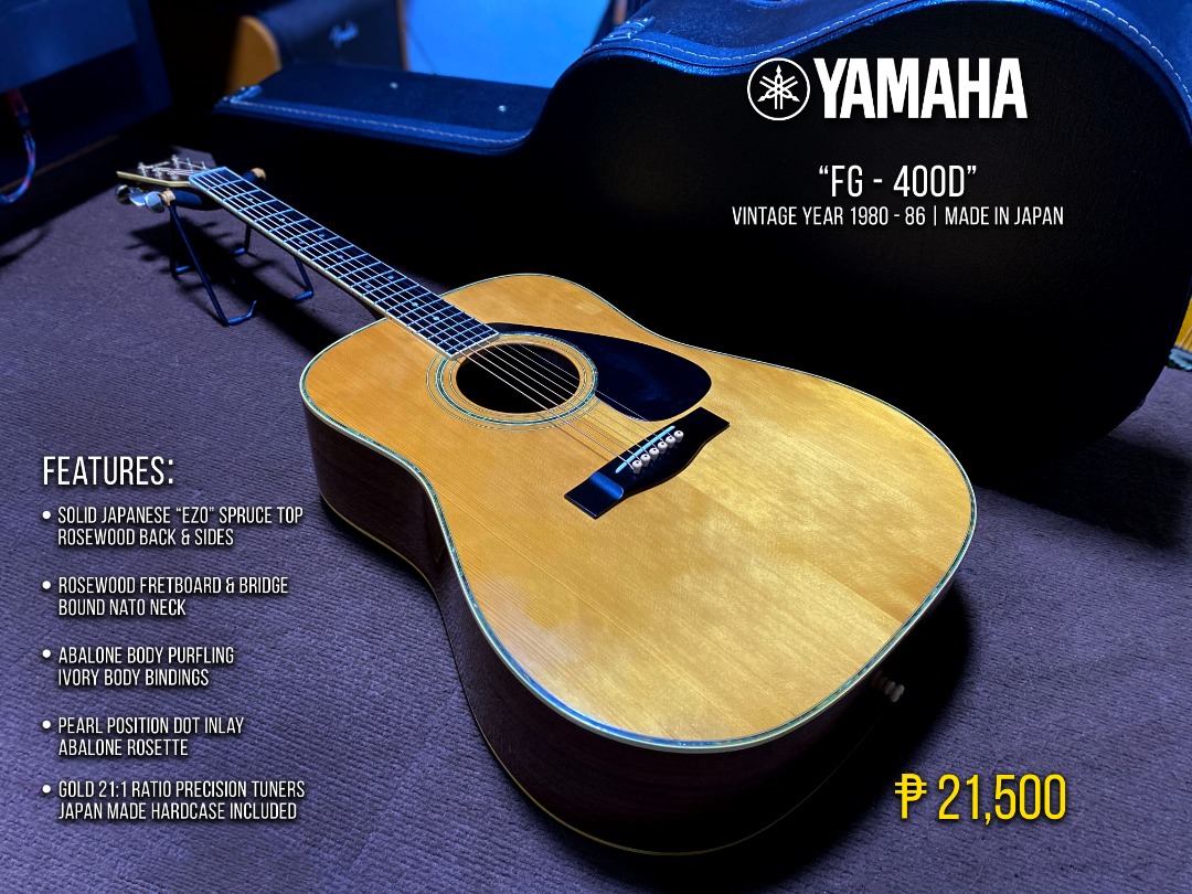 Yamaha FG-400D Vintage Guitar, Hobbies & Toys, Music & Media, Musical ...