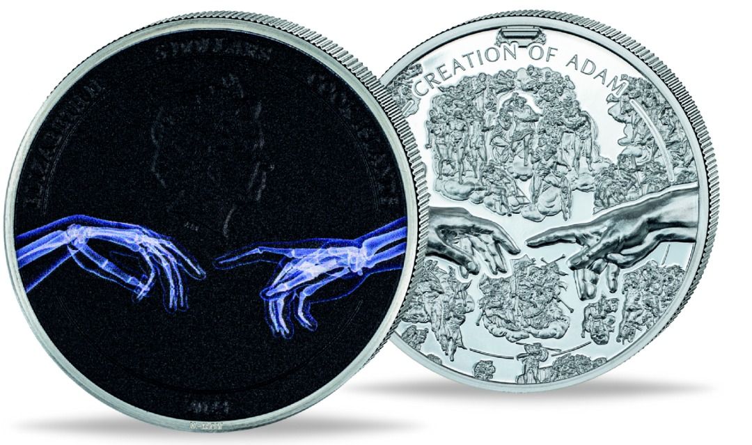2023 CREATION OF ADAM X Ray 1 Oz Silver Coin 5$ Cook Islands, Hobbies ...