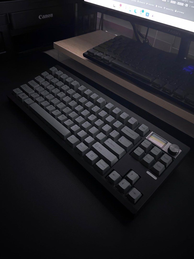87% TKL Custom Mechanical Keyboard (Black on Black Keycaps) - Tri mode ...