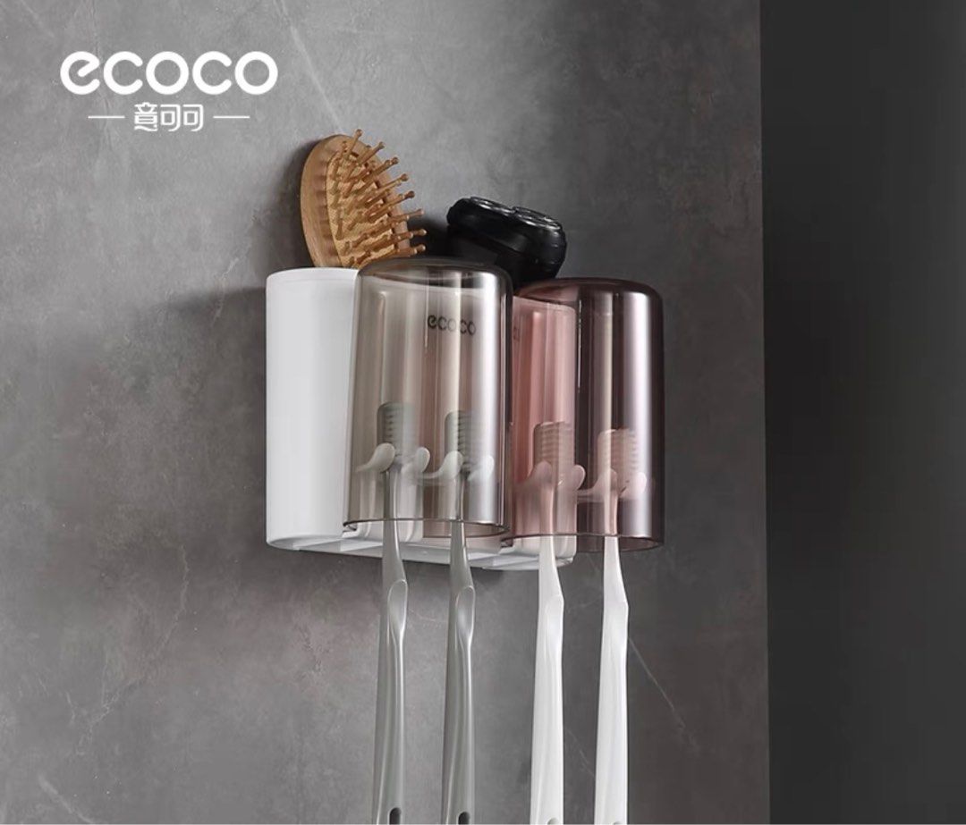 Ecoco toilet cup holder Wall mount toothbrush holder, Furniture & Home ...
