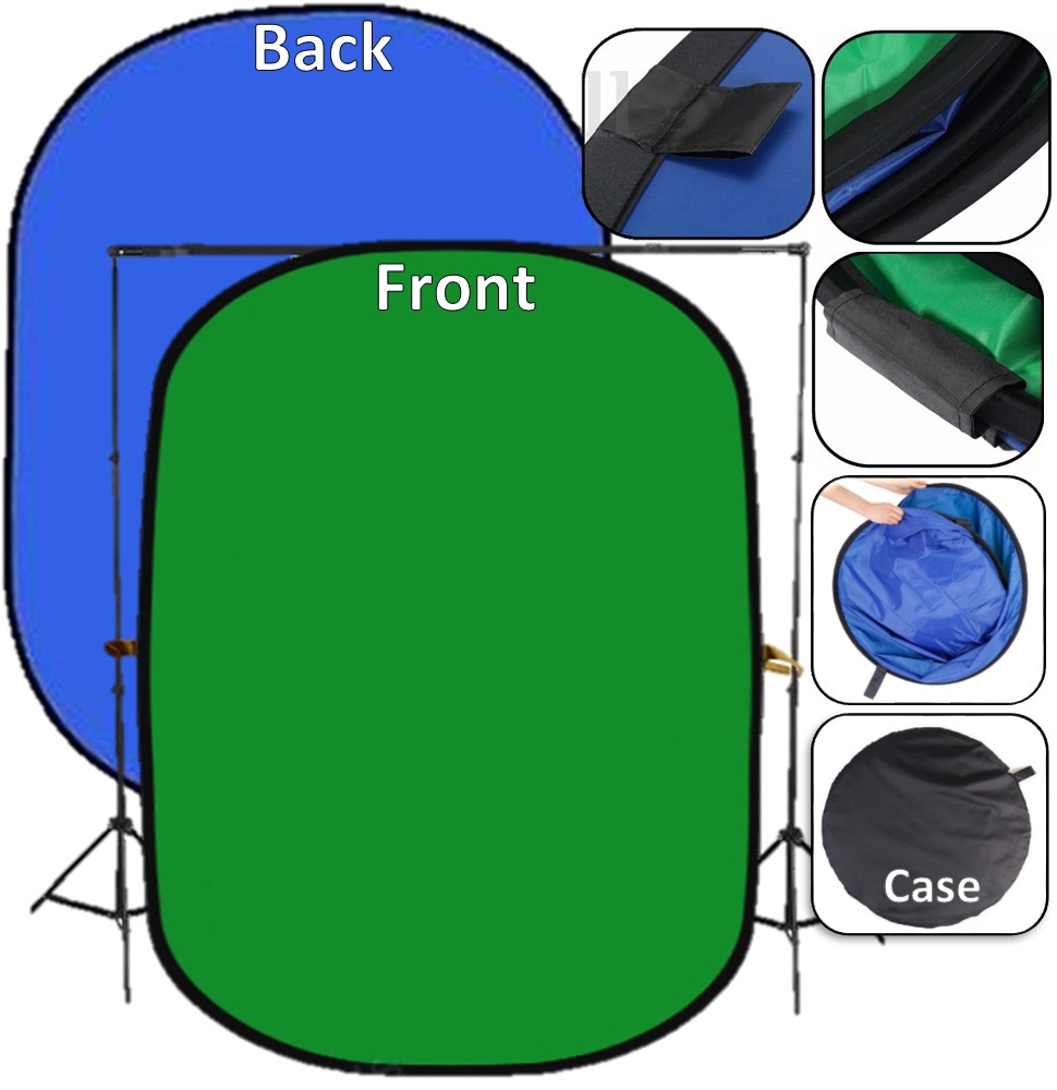 Foldable Green Screen Portable Reflector Blue & Green Backdrop 150 x ...