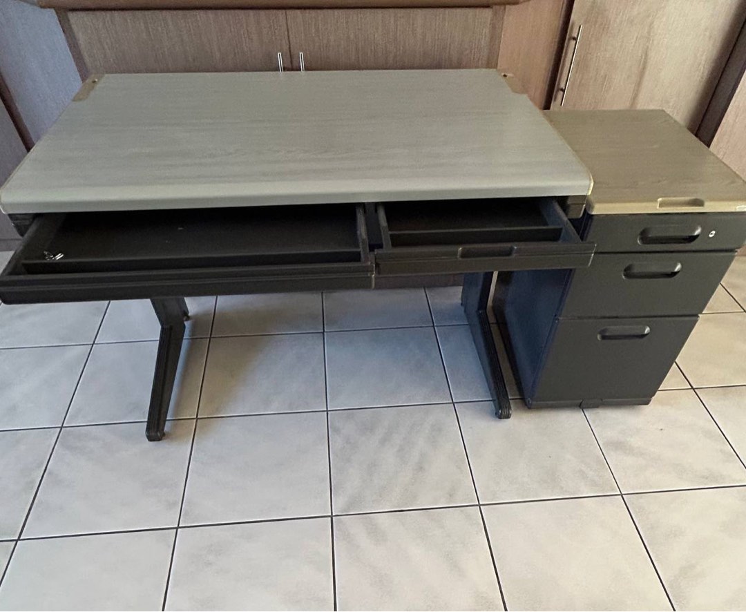 Heavy Duty Steel Work Desk and File Cabinet, Furniture & Home Living ...