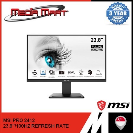 [INSTOCK] MSI PRO MP2412 | 23.8" FHD / MONITOR 100HZ REFRESH RATE / VA ...