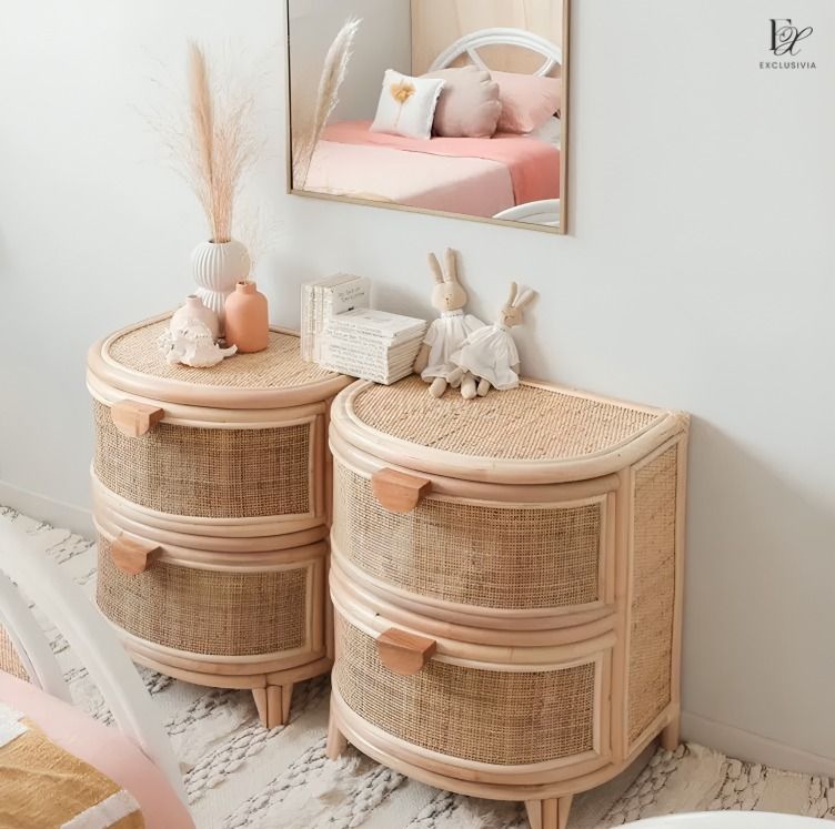 Japandi Rattan Bedside Table FAWN, Furniture & Home Living, Furniture ...
