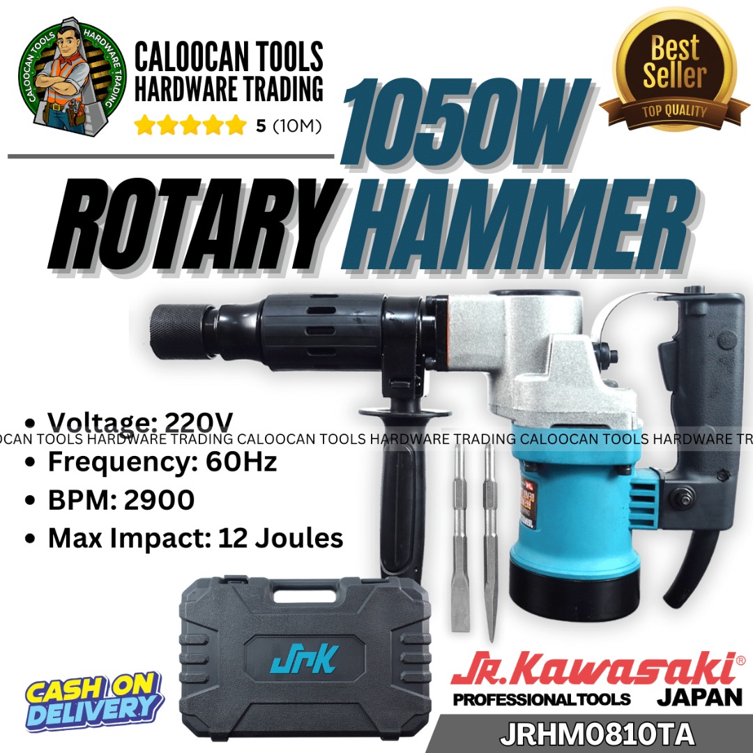 Jr Kawasaki Japan 1050W Rotary Hammer / Chipping Gun (JRKHM0810TA ...