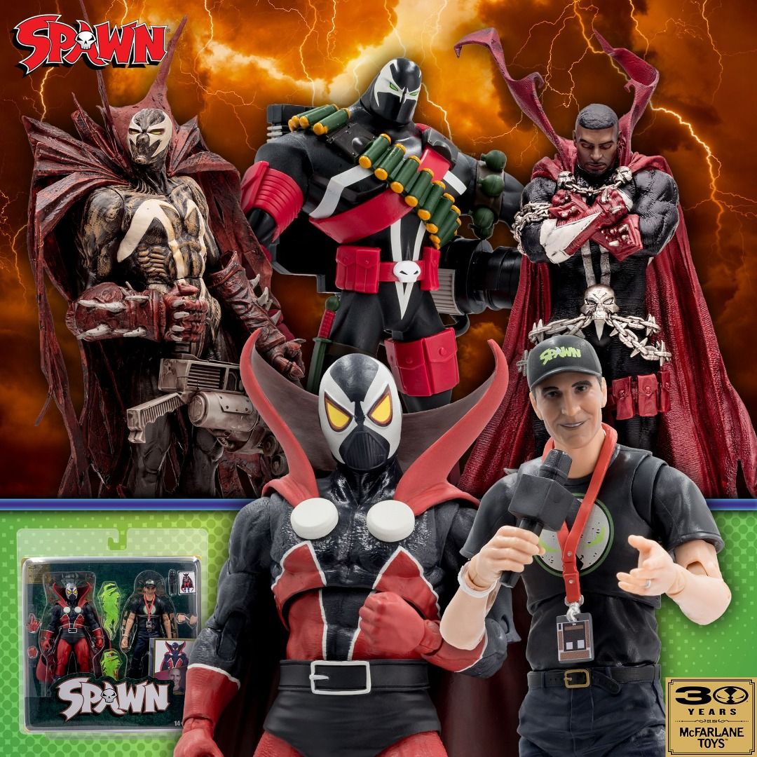 McFarlane Toys Spawn 30th Anniversary Series Hellspawn, Commando Spawn, Spawn & Todd McFarlane 2 ...