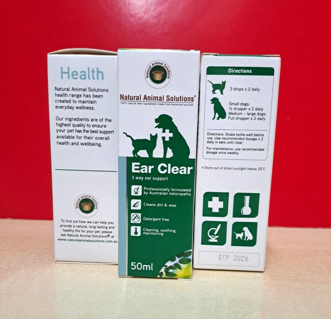 Natural Animal Solutions Ear Clear 澳洲消炎滴耳藥水 50ml (貓用，20-40kg狗用滴蝨药無货) 其它 ...