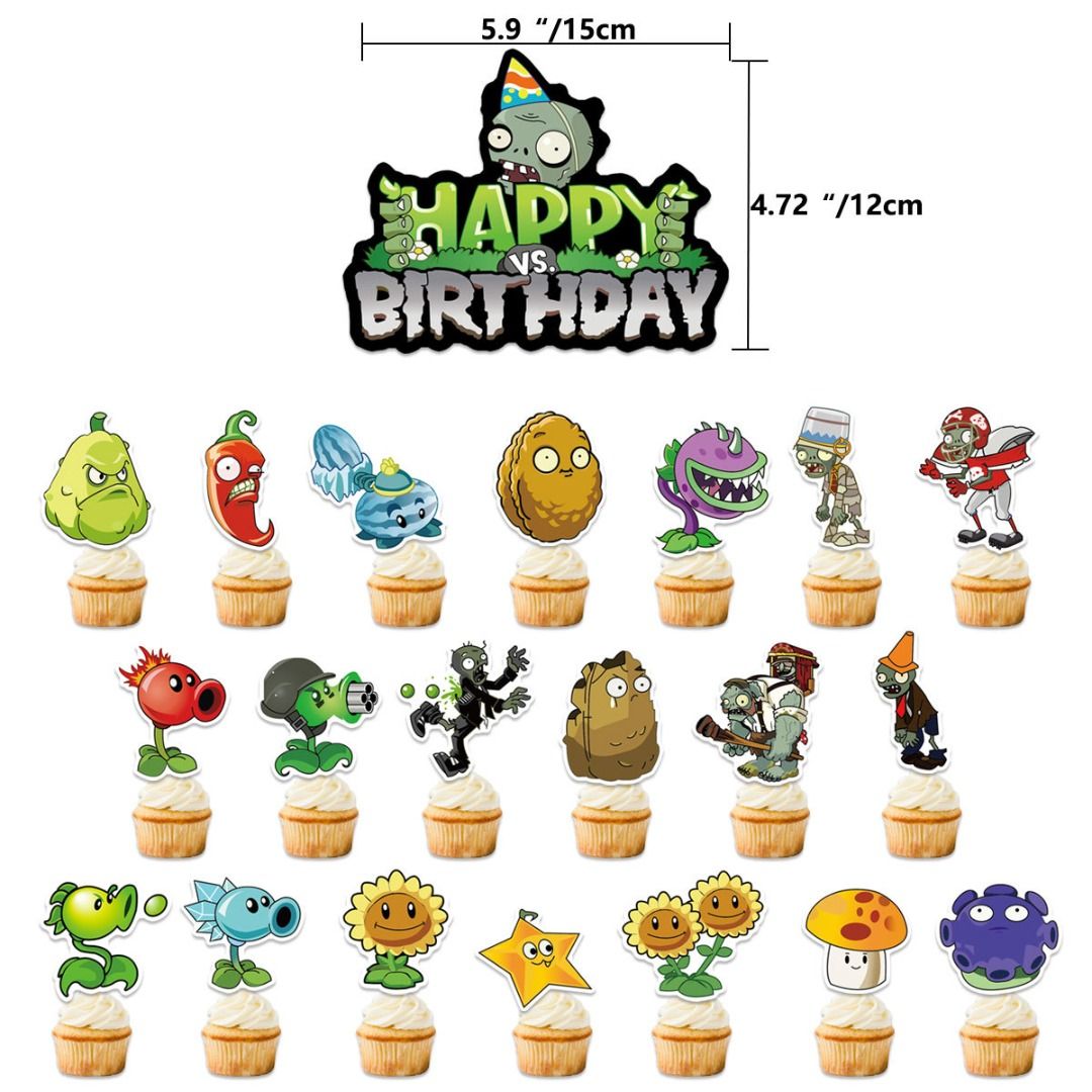 Plants Vs Zombies Deluxe Edition Birthday Theme: HBD Banner, Cake ...