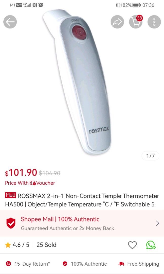 Rossmax contact less thermometer, Health & Nutrition, Thermometers on ...