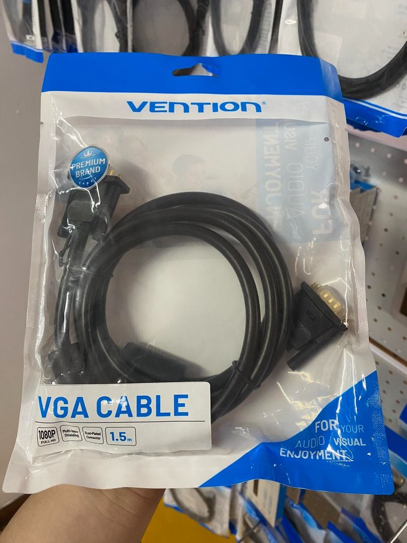 Vention 1.5 Meters VGA (3+6) Male to Male Cable with Ferrite Cores Black DAEBG, Computers & Tech ...