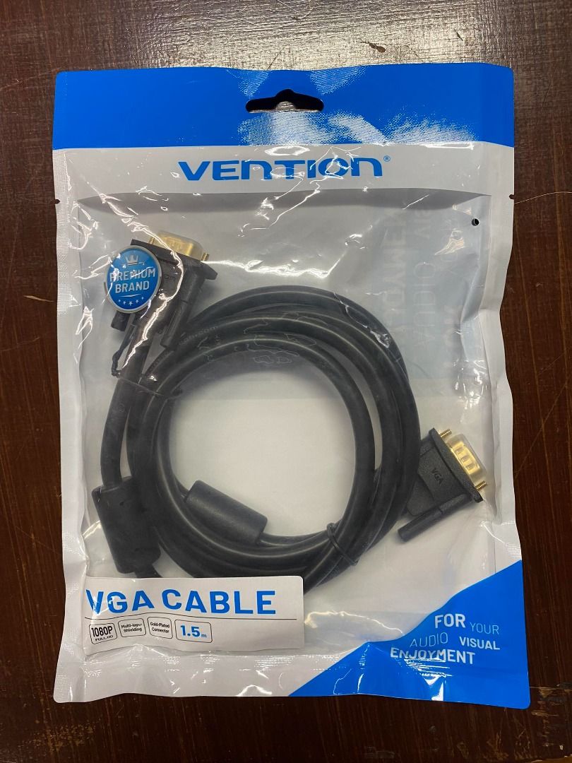 Vention 1.5 Meters VGA (3+6) Male to Male Cable with Ferrite Cores Black DAEBG, Computers & Tech ...