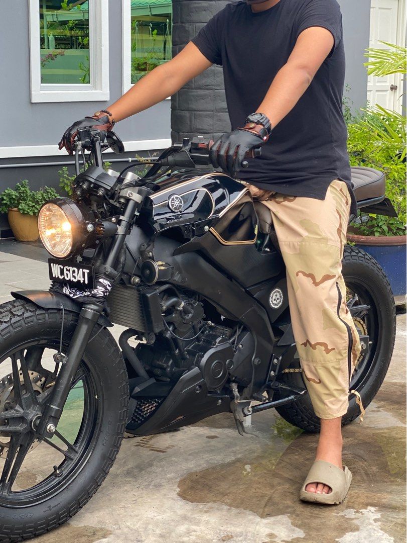 Yamaha FZ150i V3 Cafe Racer Trucker Custom Bike, Motorbikes on Carousell