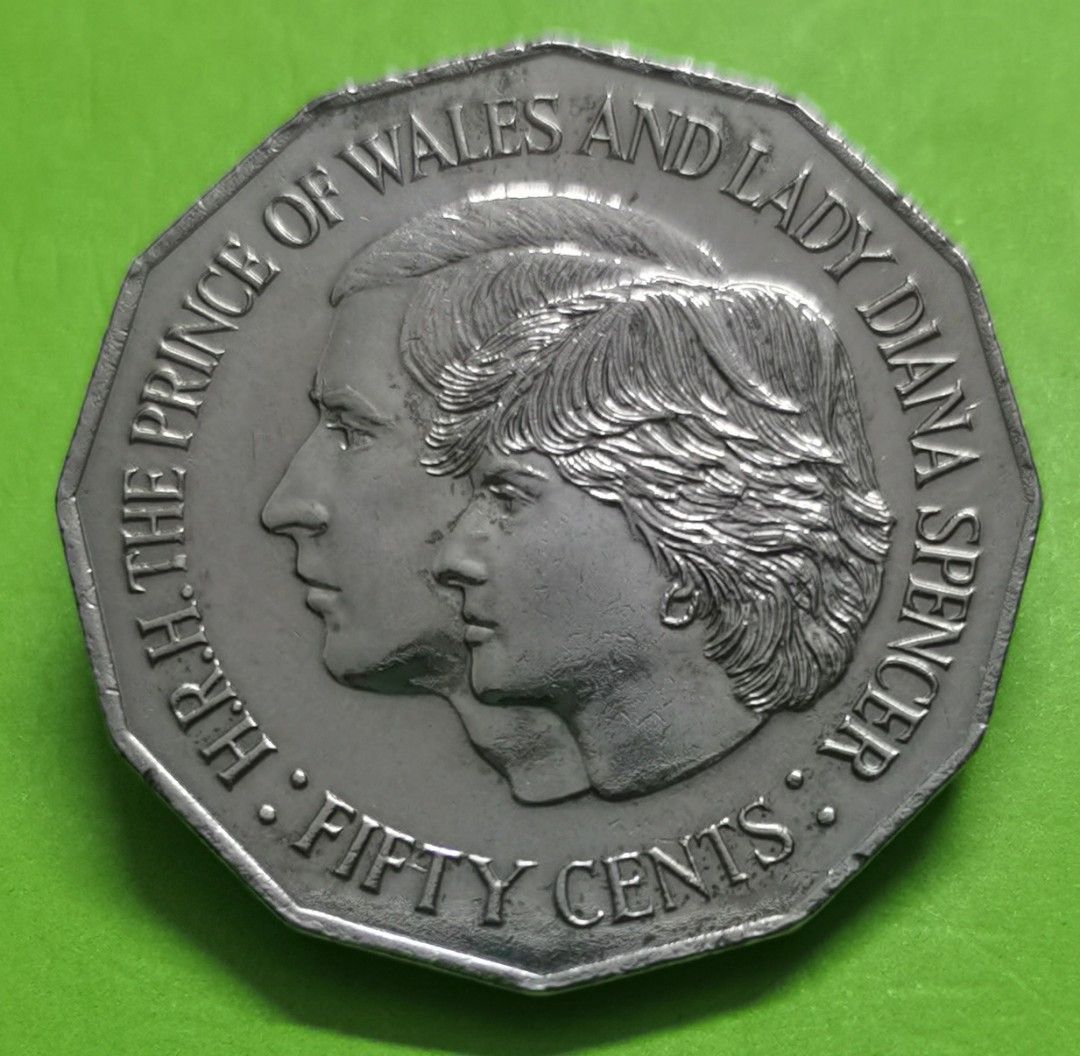 #2: 1981 Prince Charles and Lady Diana 50 Cents commemorative coin BU ...