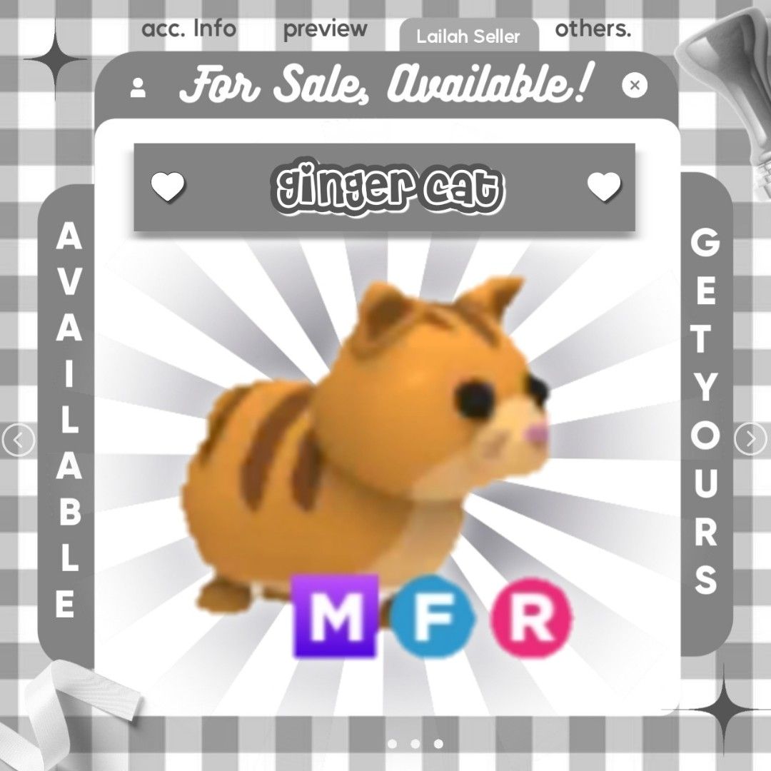 Adopt me | MFR Ginger Cat | Ultra-rare pet | Roblox, Video Gaming ...