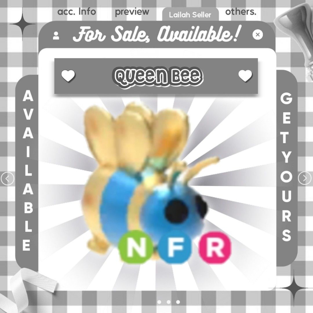 Adopt me | NFR Queen Bee | Legendary pet | Roblox, Video Gaming, Gaming ...