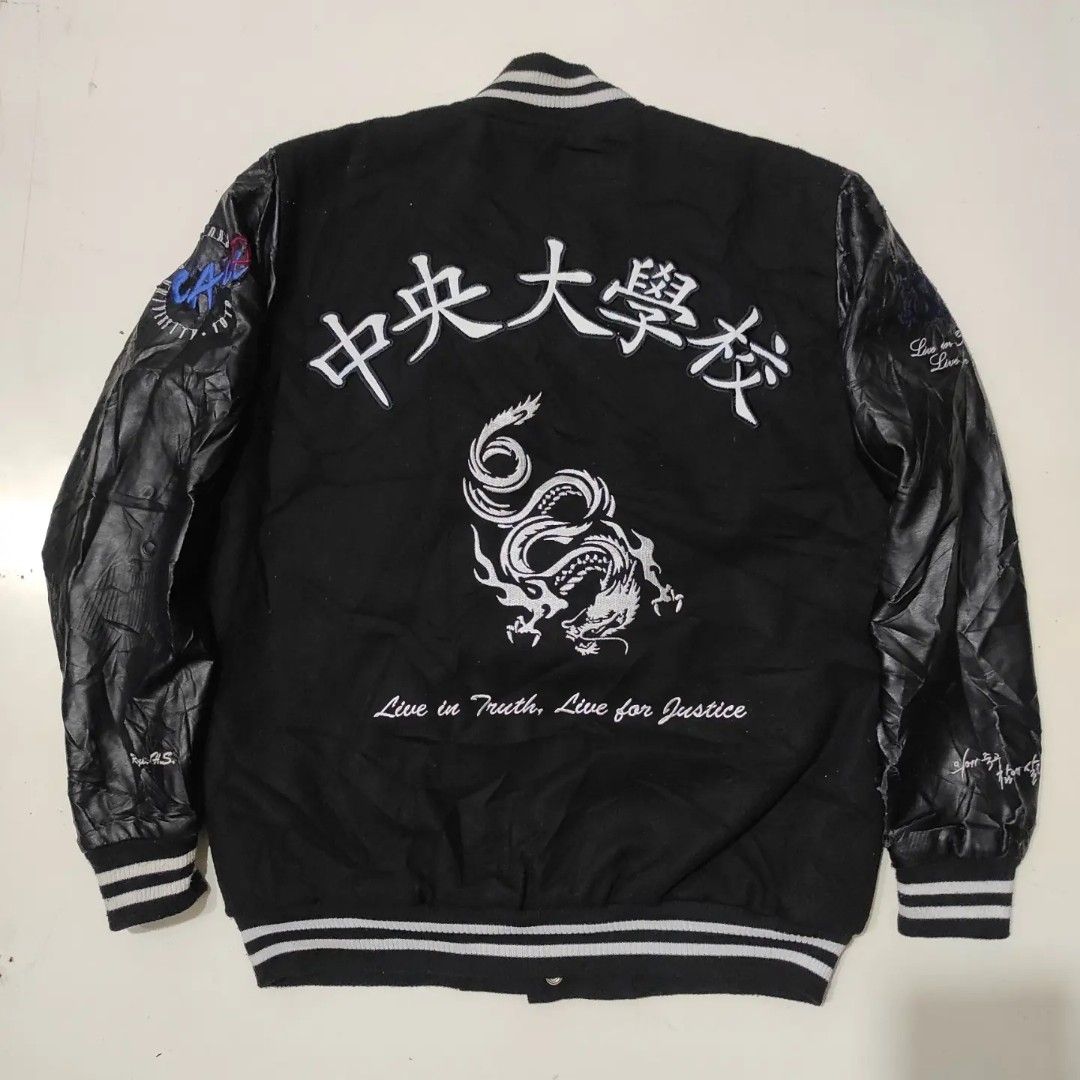 Dragon Varsity Jacket, Fesyen Pria, Pakaian , Baju Luaran di Carousell