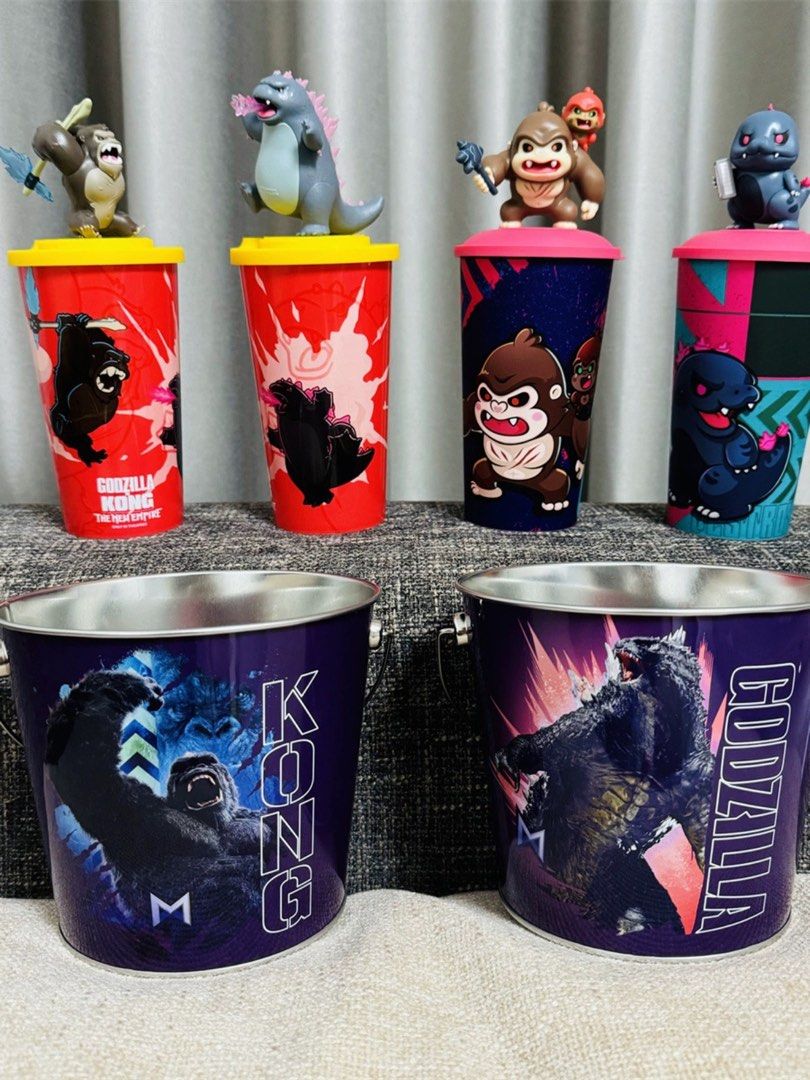 Godzilla x Kong The New Empire Movie Merchandise Popcorn Bucket Tumbler ...