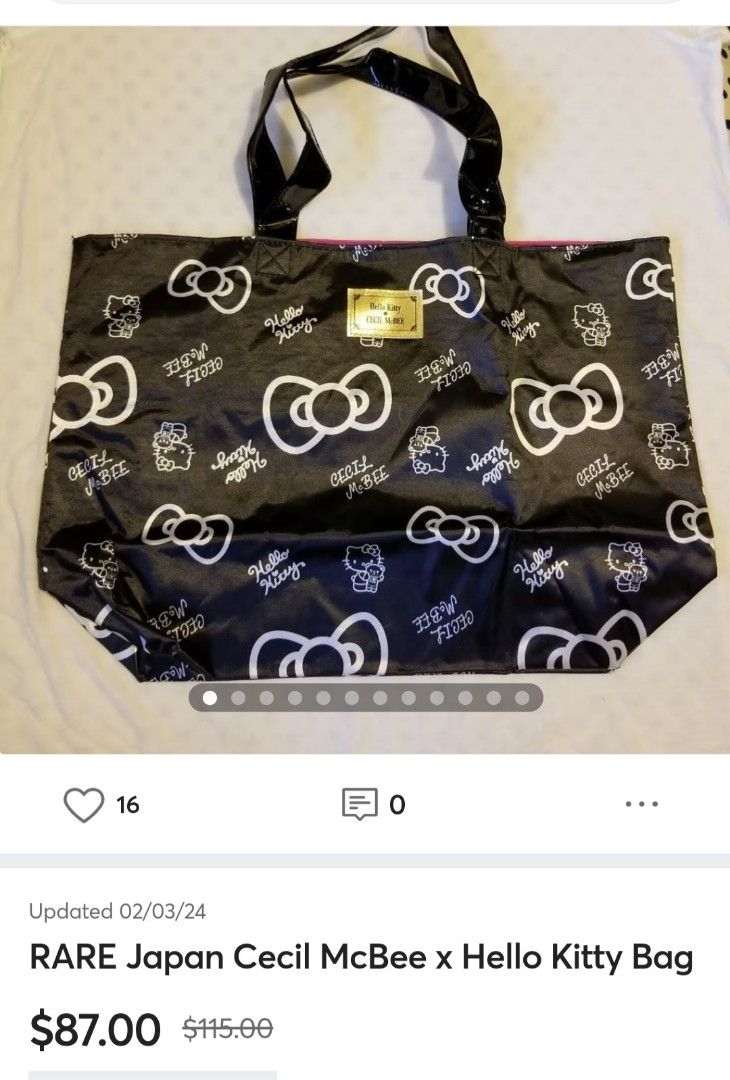 Hello kitty x cecil mcbee, Fesyen Wanita, Tas & Dompet di Carousell