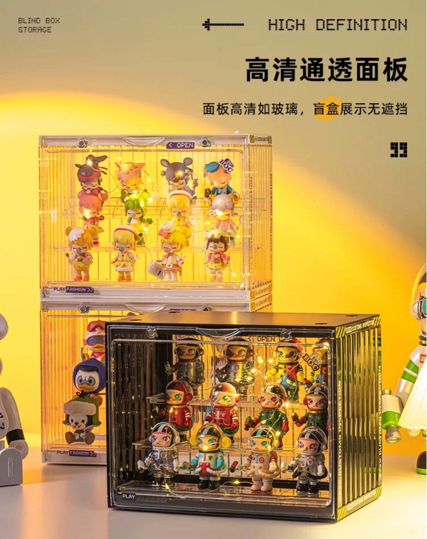 [FREE LED LIGHT] Popmart acrylic display case box high transparency ...