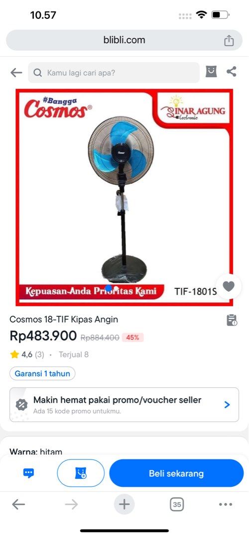 Kipas Angin Cosmos 18-TIF second, Elektronik, Lainnya di Carousell