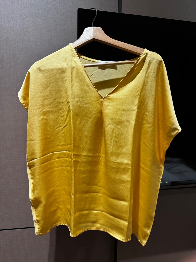 MNG Yellow Top, Women's Fashion, Tops, Blouses on Carousell