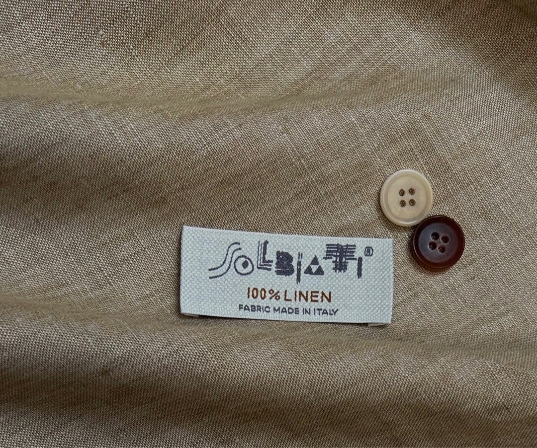 Solbiati straw colour 100% linen fabric for suit jacket trousers pants ...