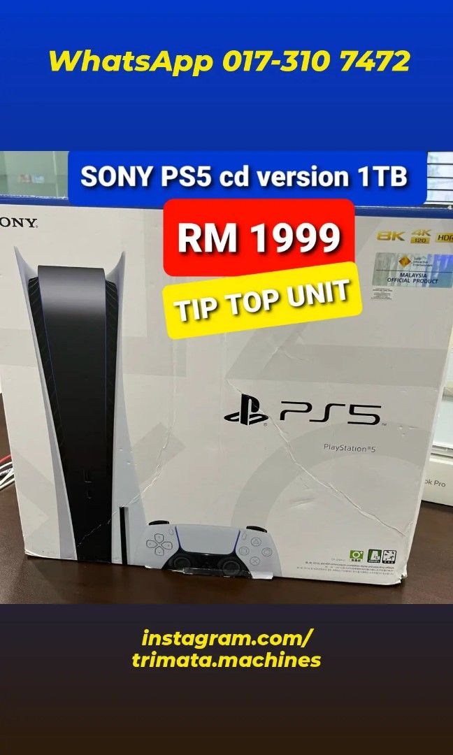 SONY PS5 cd version 1TB•Japan set•TIP TOP☆☆☆☆OFFER RM 1999 NETT, Video ...