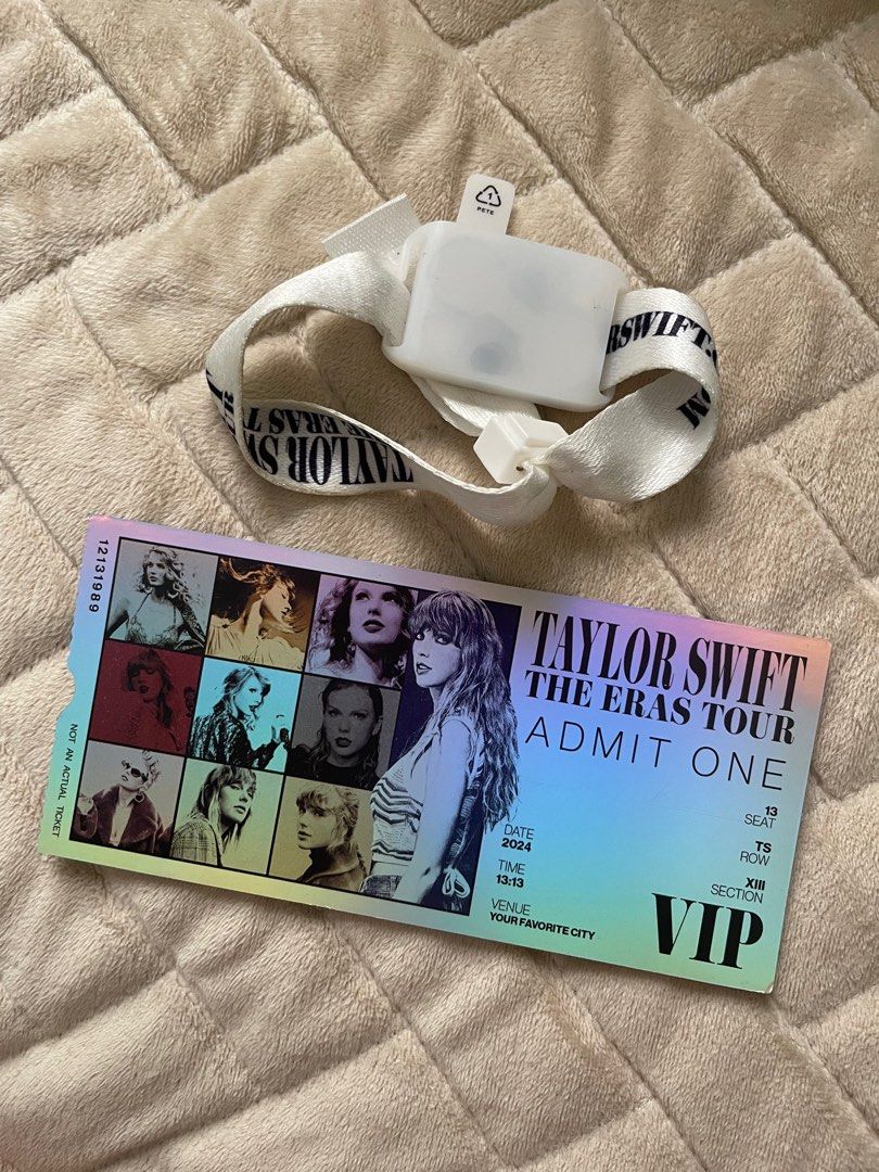 TAYLOR SWIFT THE ERAS TOUR WRISTBAND AND VIP TICKET, Hobbies & Toys ...