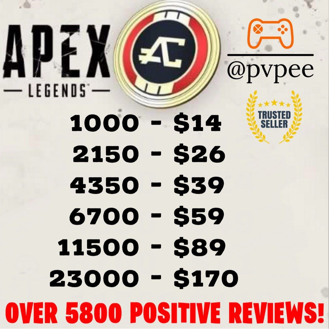 Apex legends coins topup [Steam/Origin/ All Platforms], Video Gaming ...
