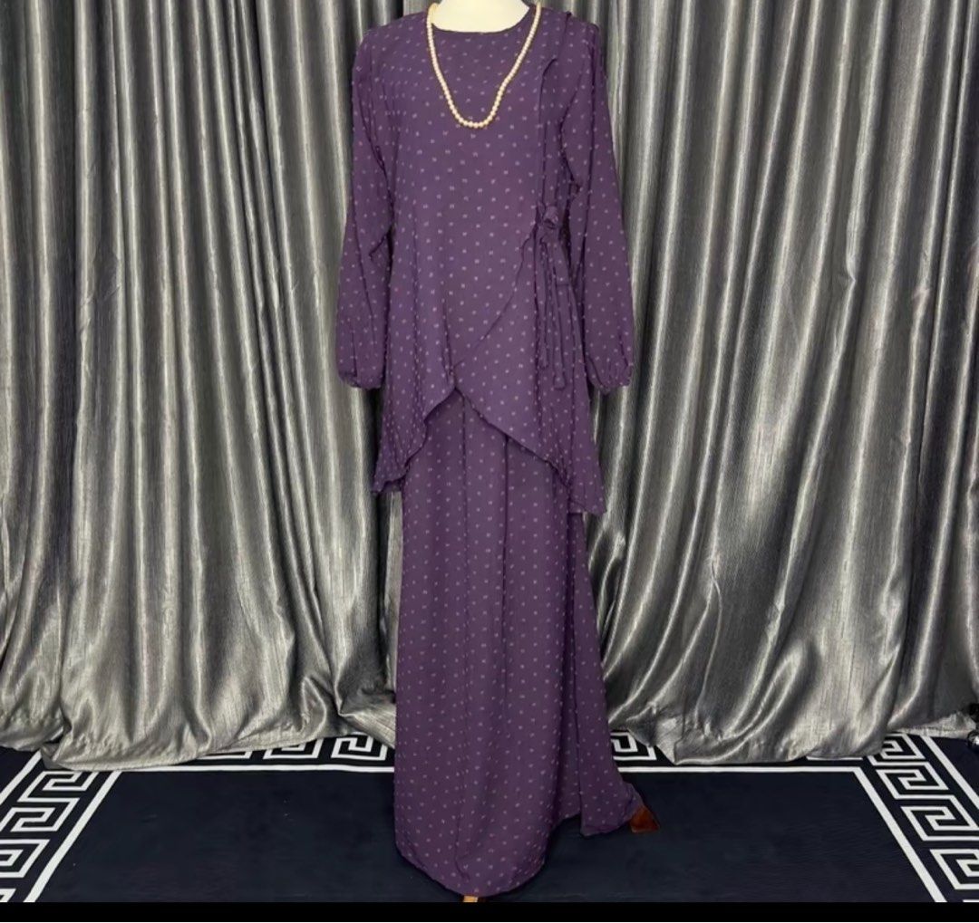 Baju Raya dark purple 2024, Women's Fashion, Dresses & Sets, Dresses on ...