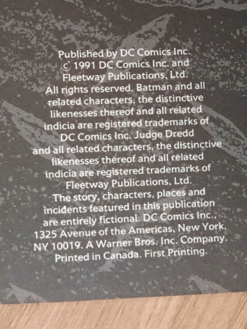 Batman / Judge Dredd : Judgment On Gotham (1991) one-shot, Hobbies ...
