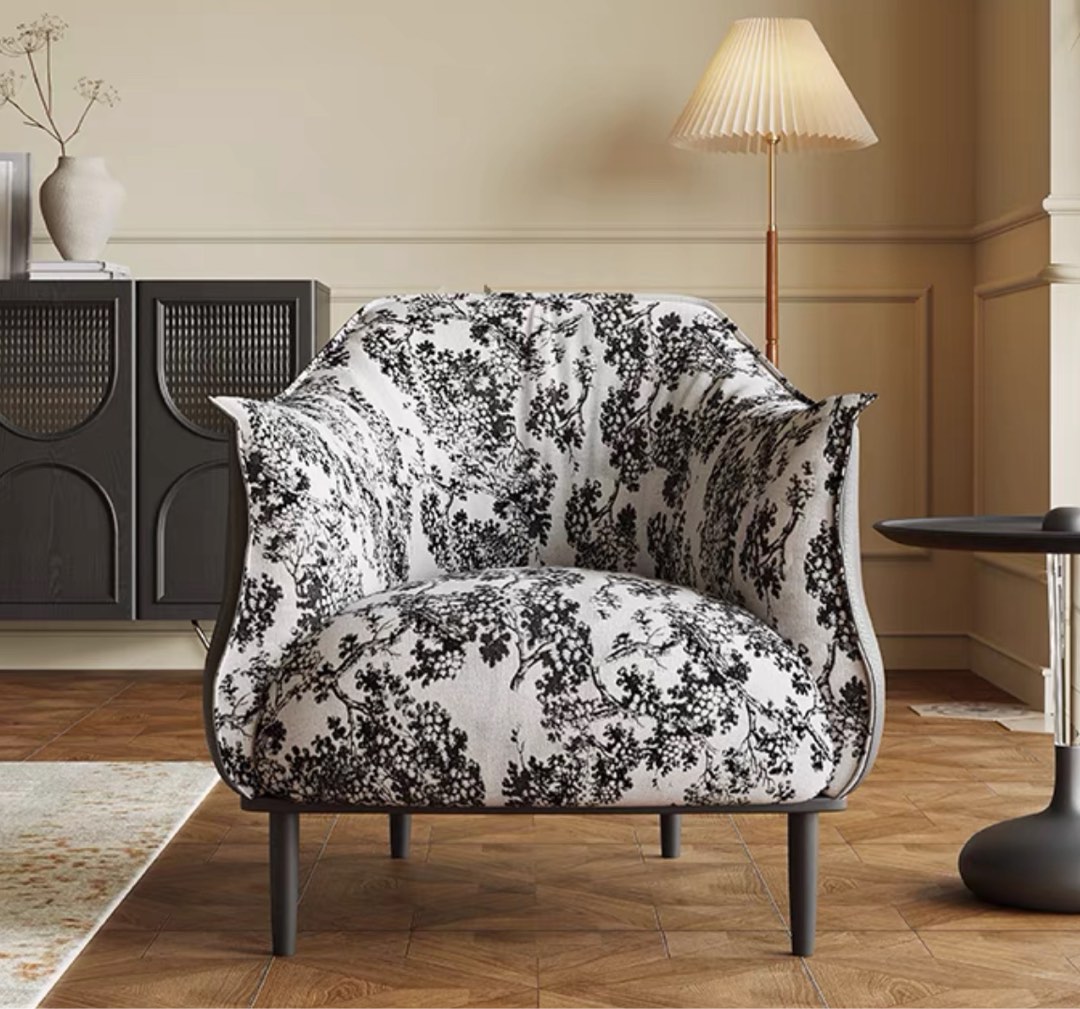 BRECKY Vintage Fabric Leisure Chair, Furniture & Home Living, Furniture ...