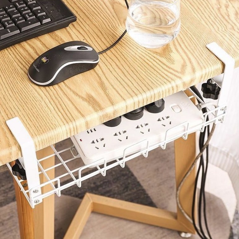 Cable Management Basket Tray | No Drilling Required | Under Table Metal ...
