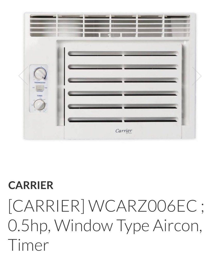 CARRIER WINDOW TYPE AIRCON NON INVERTER, TV & Home Appliances, Air ...
