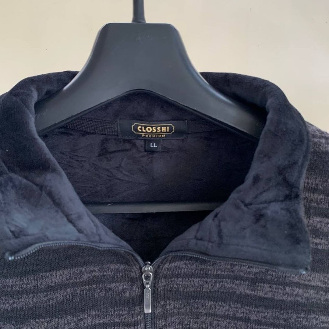 Closshi Japan Striped Quarter Zip Fleece Jacket, Men's Fashion, Coats ...