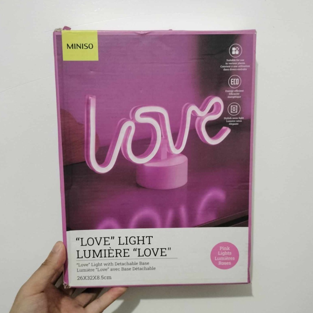 MINISO: "Love" Light with Detachable Base, Furniture & Home Living ...