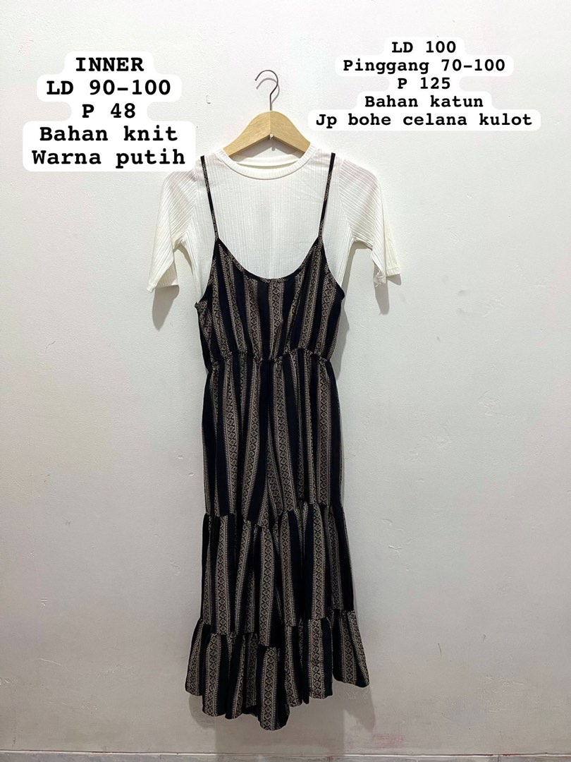 ONE SET Jumpsuit BOHEMIAN RARE CELANA KULOT + INNER KNIT WARNA PUTIH ...