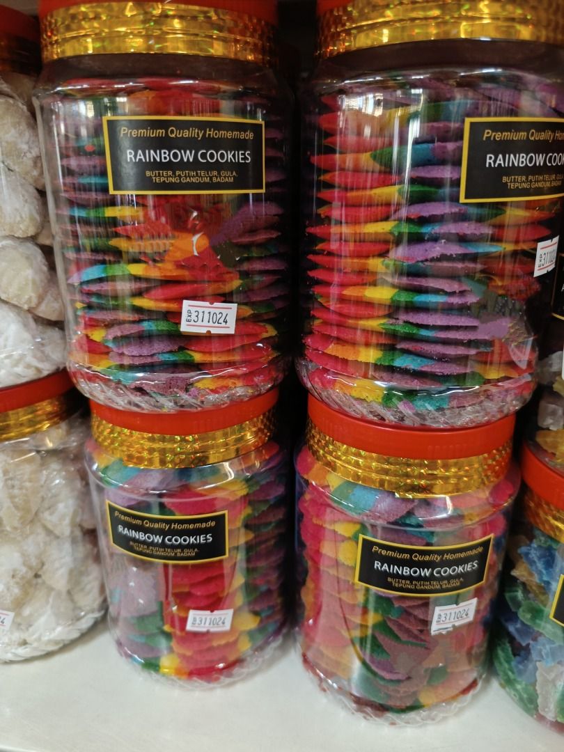 Rainbow Cookies Big Can 500g $14.90 only HALAL Authentic Tibits Hari ...
