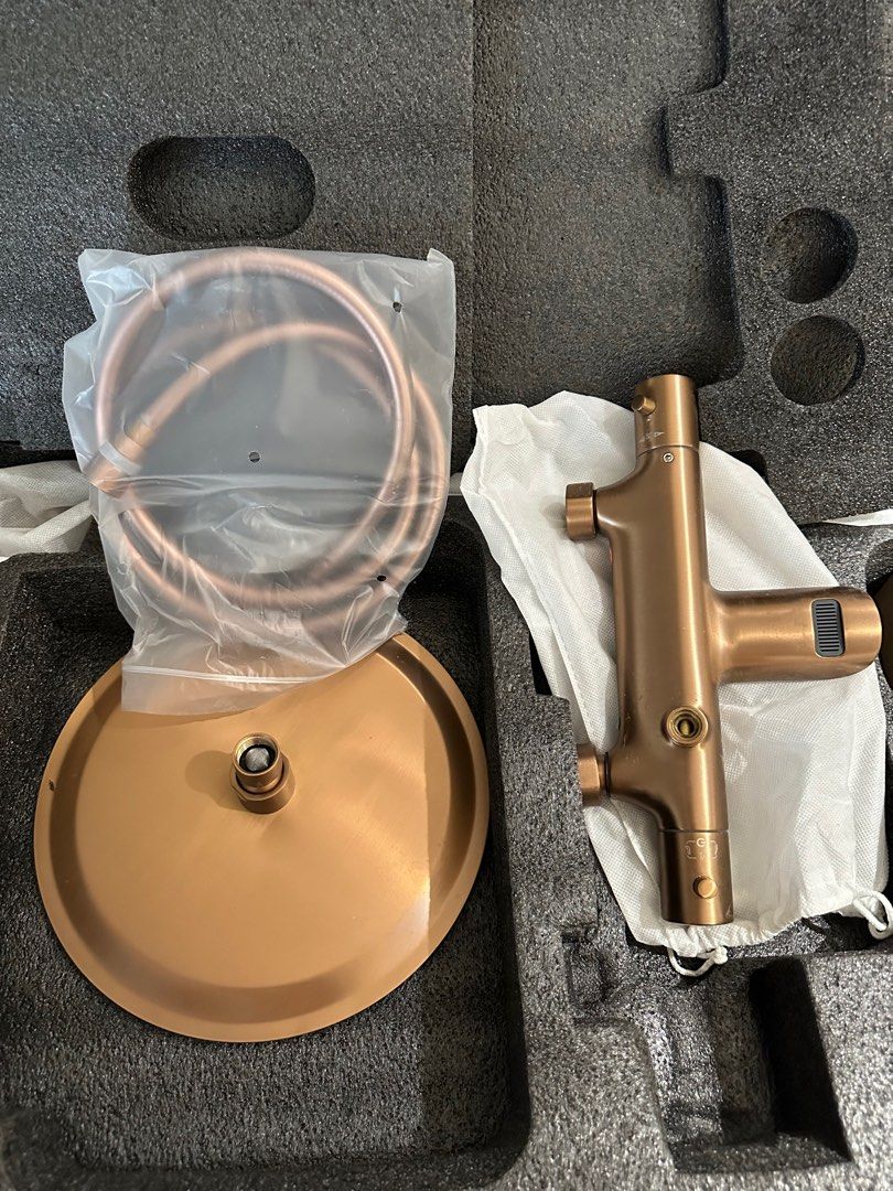 Rigel Thermostatic Brushed Copper Rain Shower Set W2-R-TSME14418T (BrCu ...