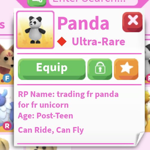 Roblox Adopt Me Fly Ride Panda FR Ultra-Rare, Video Gaming, Gaming ...