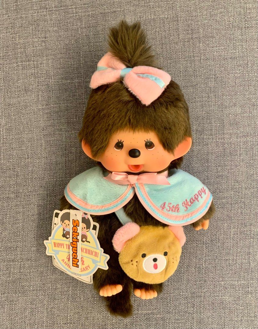 日本Sekiguchi Monchhichi 45th Anniversary 45週年限定版夢奇奇M號女孩娃娃, 書籍、休閒與玩具, 玩具 ...